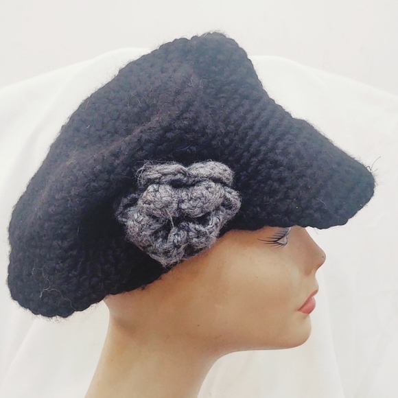 Vintage | Accessories | Vintage Handmade Oversized Black Cap With ...